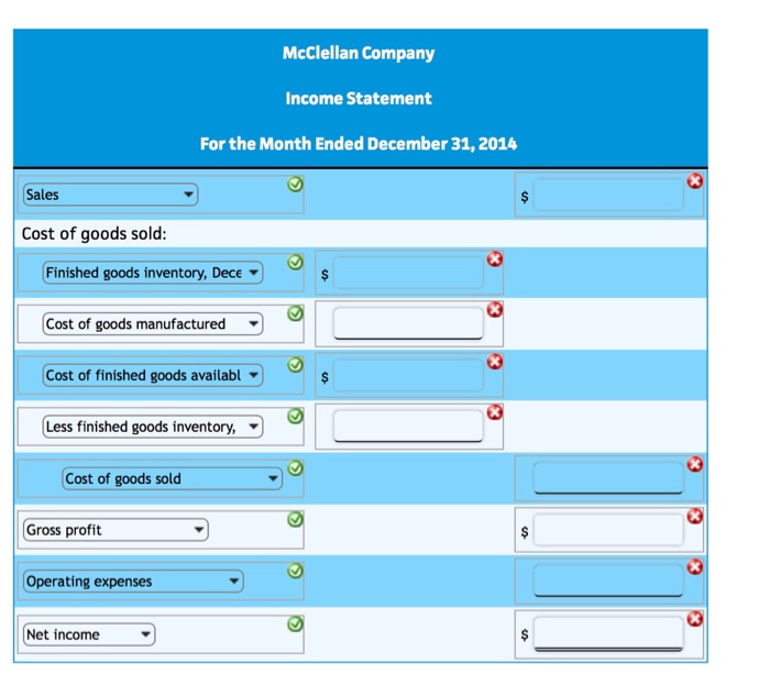 Solved Manufacturing Income Statement, Statement of Cost of | Chegg.com