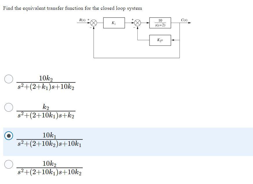 Solved Find the equivalent transfer function for the closed | Chegg.com