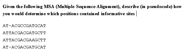 Solved Given the following MSA (Multiple Sequence | Chegg.com