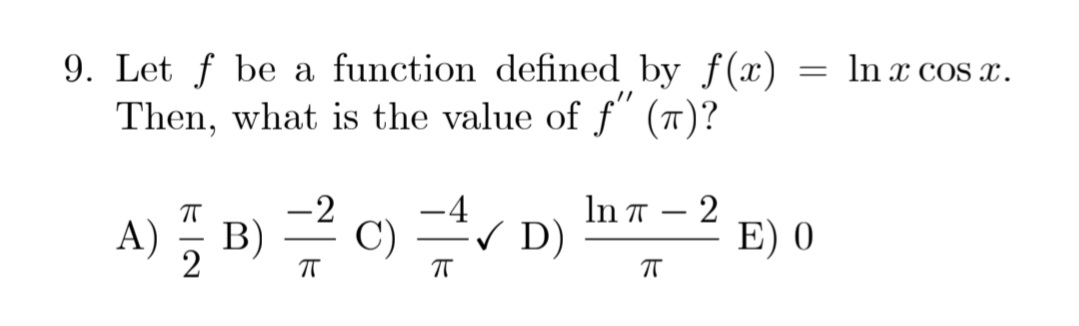 Solved Let f be a function defined by f(x)=ln x cos x. Then, | Chegg.com