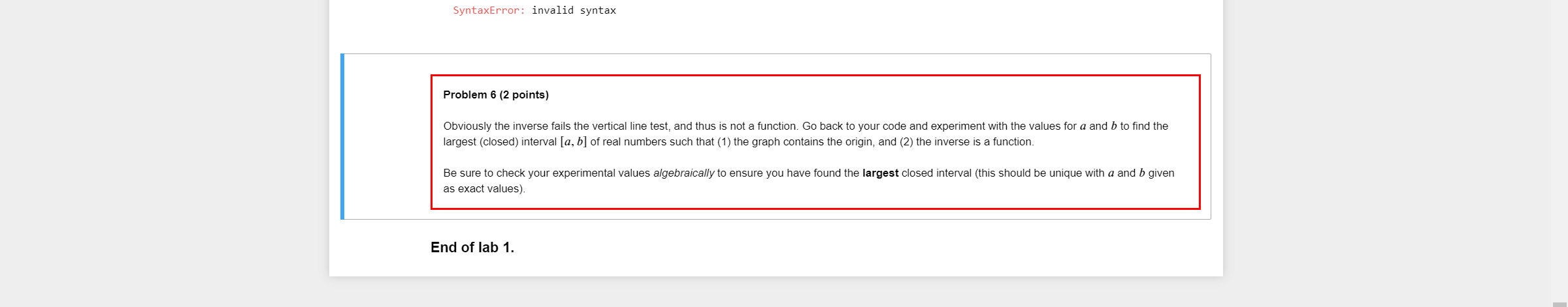 Solved Syntaxerror Invalid Syntax Problem 6 2 Points 