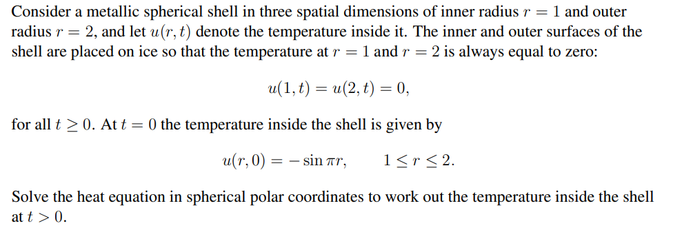Solved Consider a metallic spherical shell in ﻿three spatial | Chegg.com