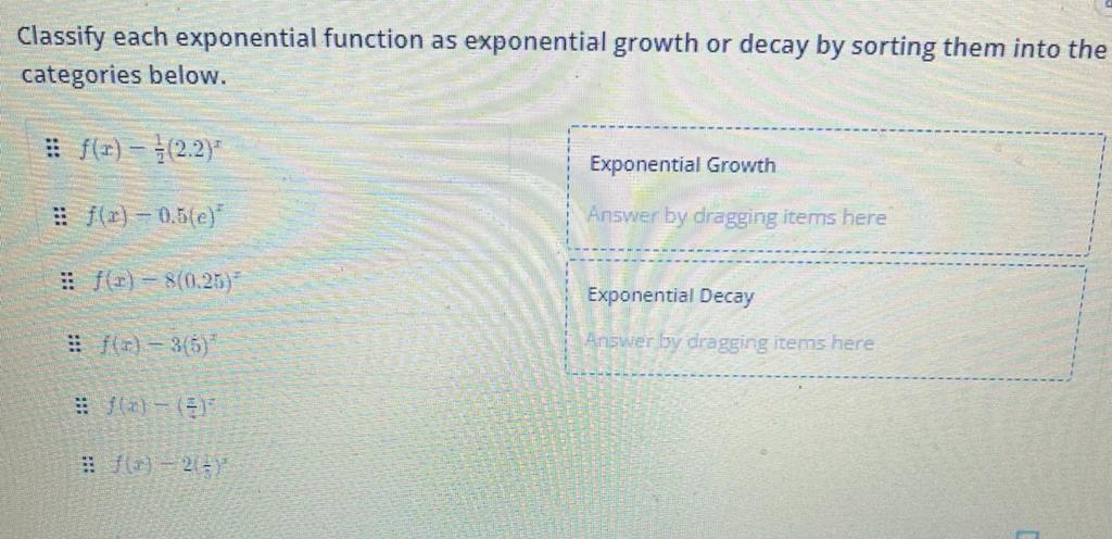 Solved Classify each exponential function as exponential | Chegg.com