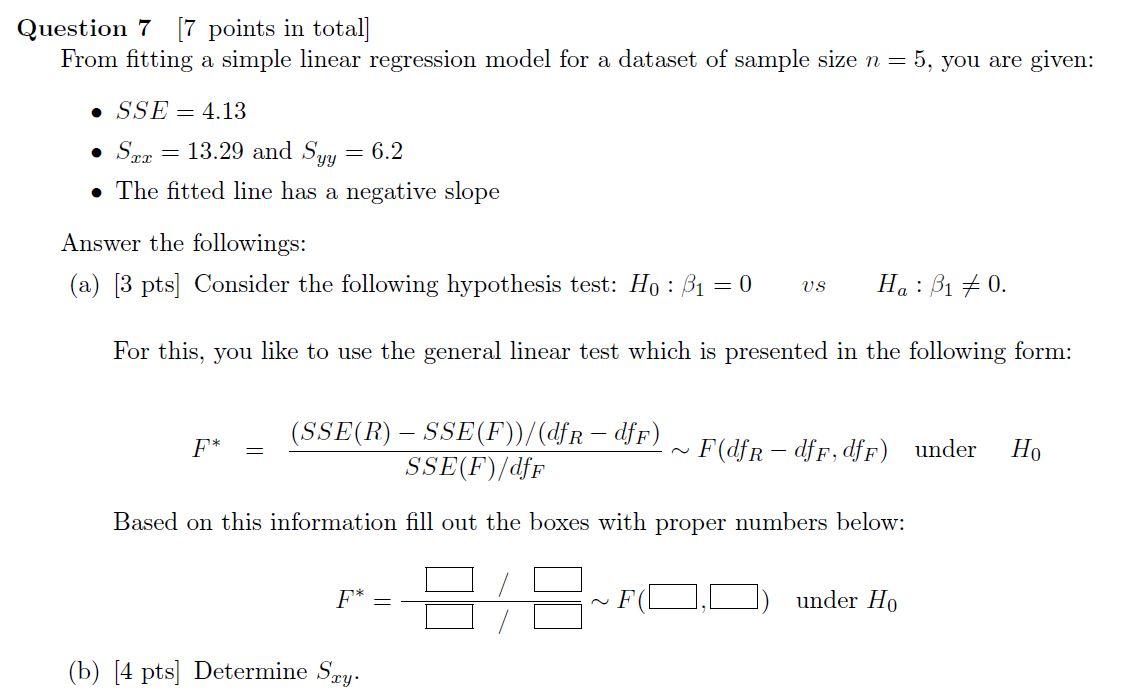 Solved Question 7 [7 points in total] From fitting a simple | Chegg.com