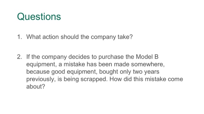 Solved Re-equipment Problems (A) Equipment Replacement The | Chegg.com