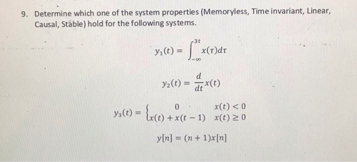 Solved Determine which one of the system properties | Chegg.com