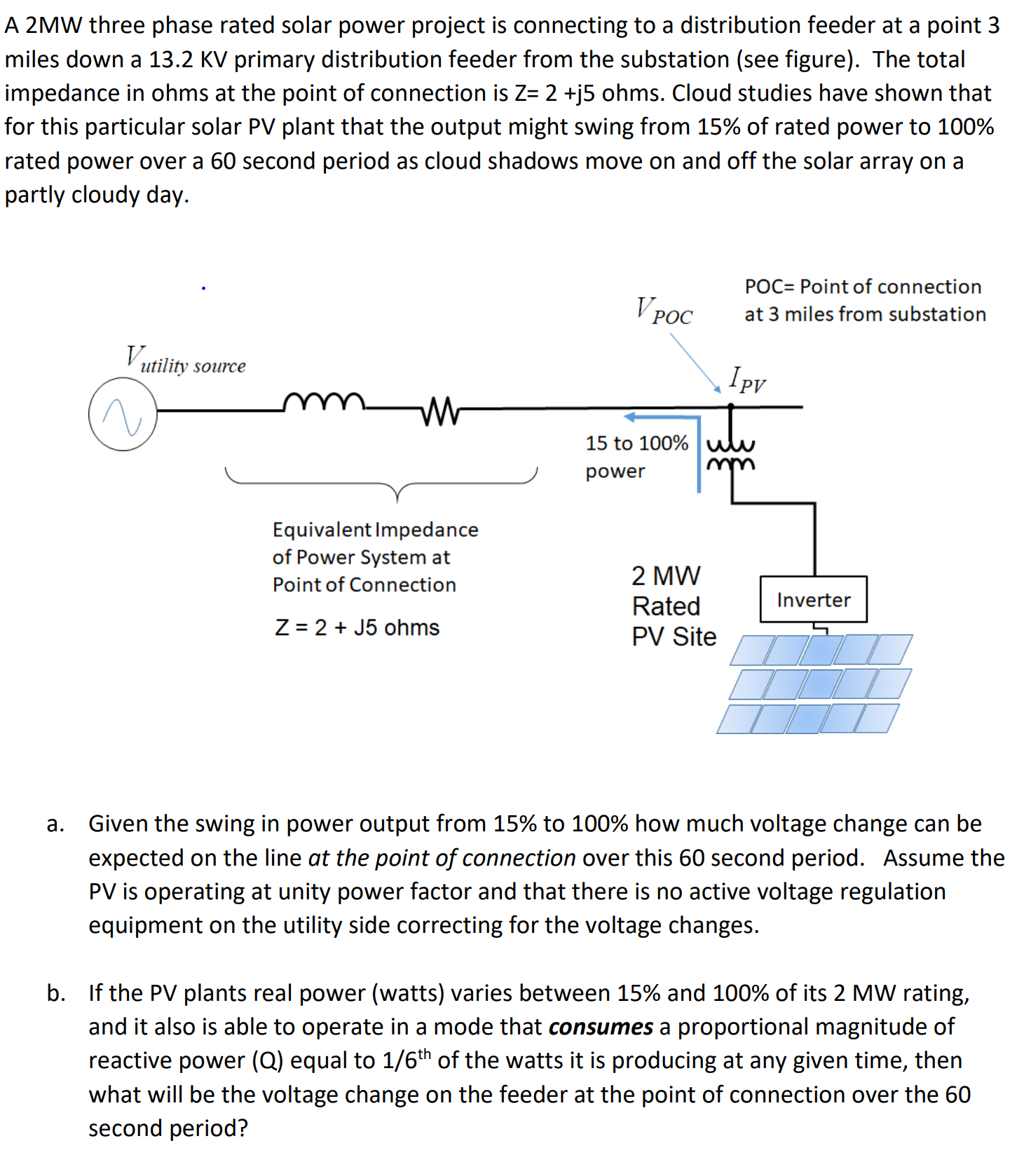 Solved A 2MW ﻿three phase rated solar power project is | Chegg.com