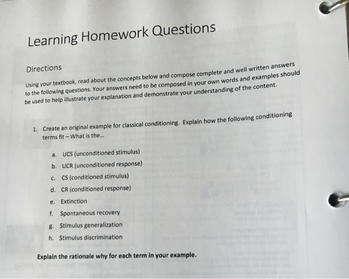 Solved Learning Homework Questions Directions using your | Chegg.com