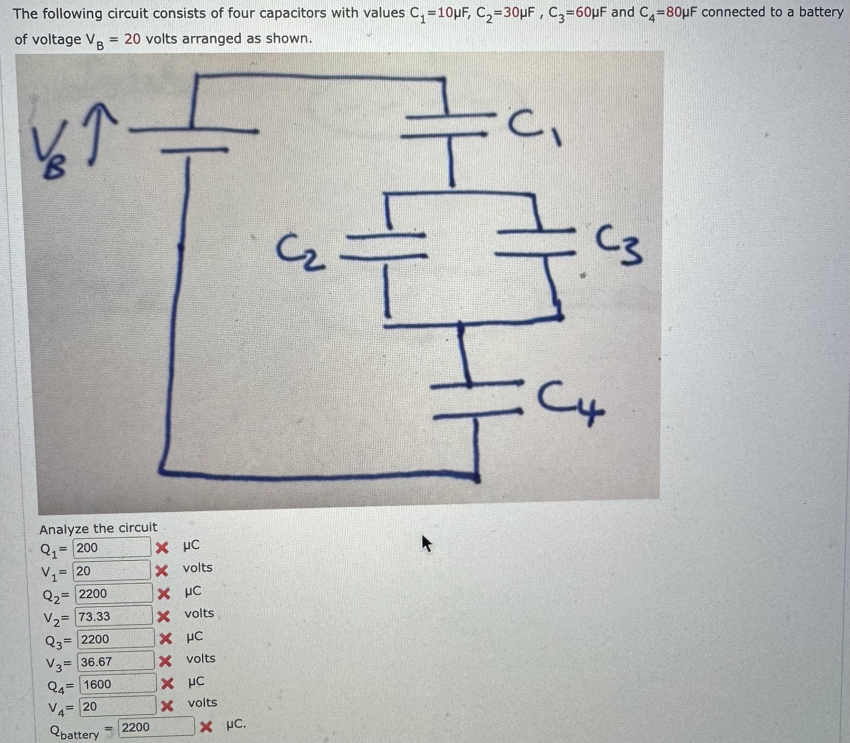 Solved The following circuit consists of four capacitors | Chegg.com