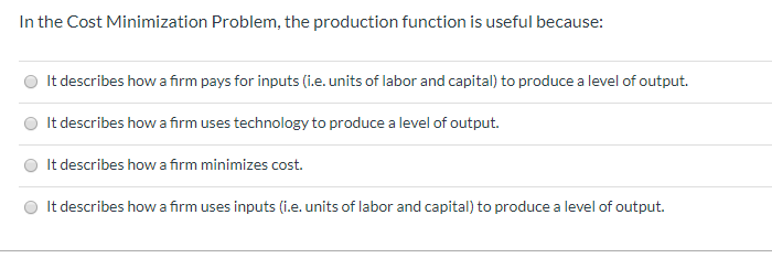 Solved In the Cost Minimization Problem, input-plans of | Chegg.com