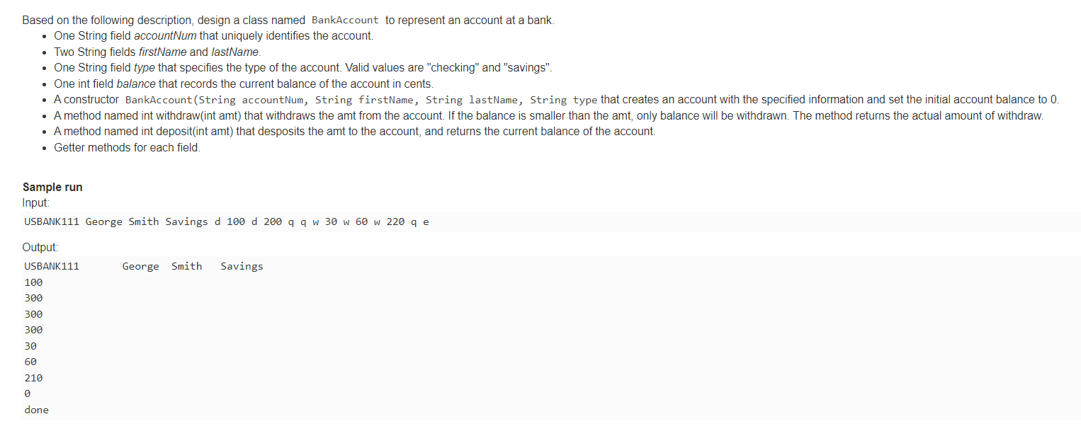 Solved Based on the following description, design a class | Chegg.com