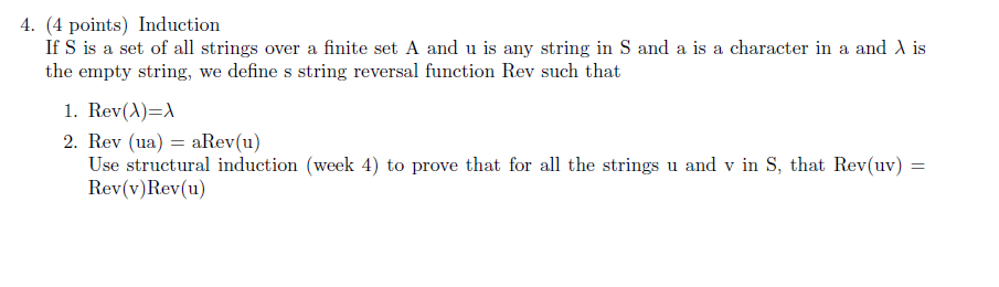 Solved 1. (4 points) Induction If S is a set of all strings | Chegg.com