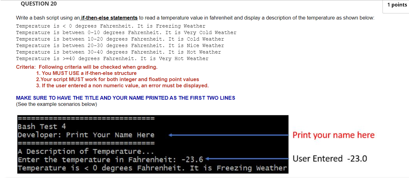 Solved Write a bash script using an if-then-else statements | Chegg.com