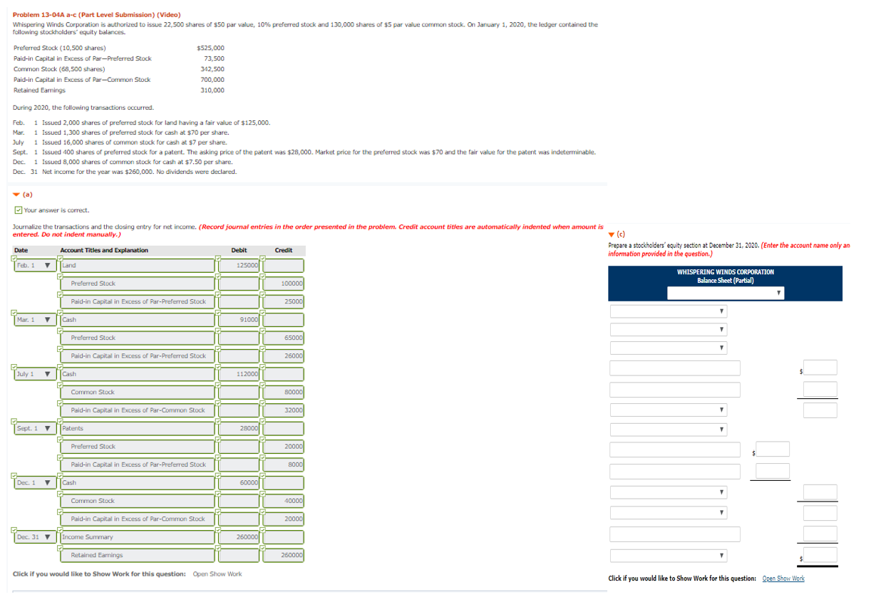 Solved Problem 13-04A a-c (Part Level Submission) (Video) | Chegg.com