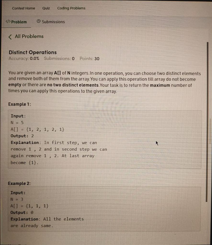 Solved Distinct Operations Accuracy: 0.0% Submissions: 0 | Chegg.com