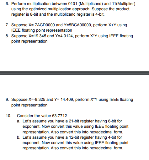 Solved 6. Perform multiplication between 0101 (Multiplicand) | Chegg.com