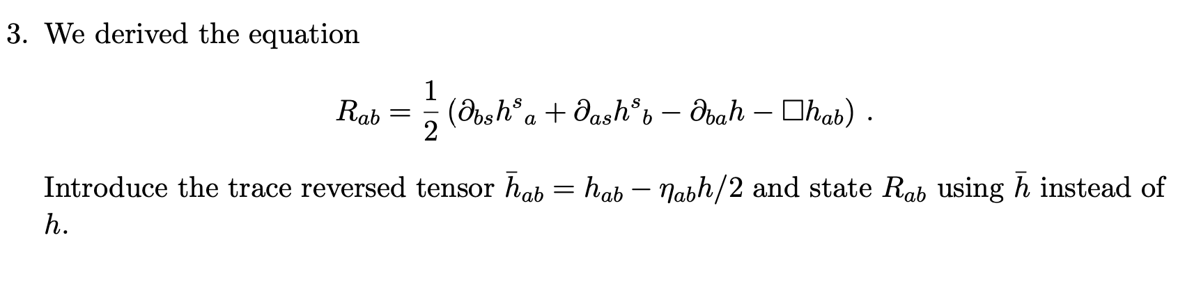 Solved 3. We derived the equation = Rab = 3 (Obshºa + dashºo | Chegg.com