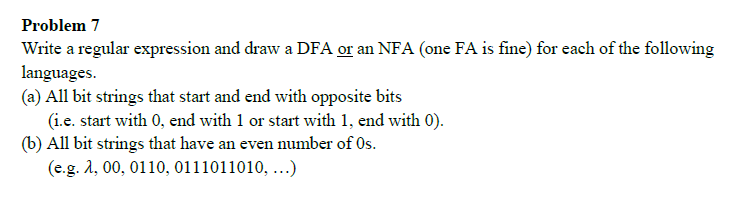Solved Problem 7 Write a regular expression and draw a DFA | Chegg.com