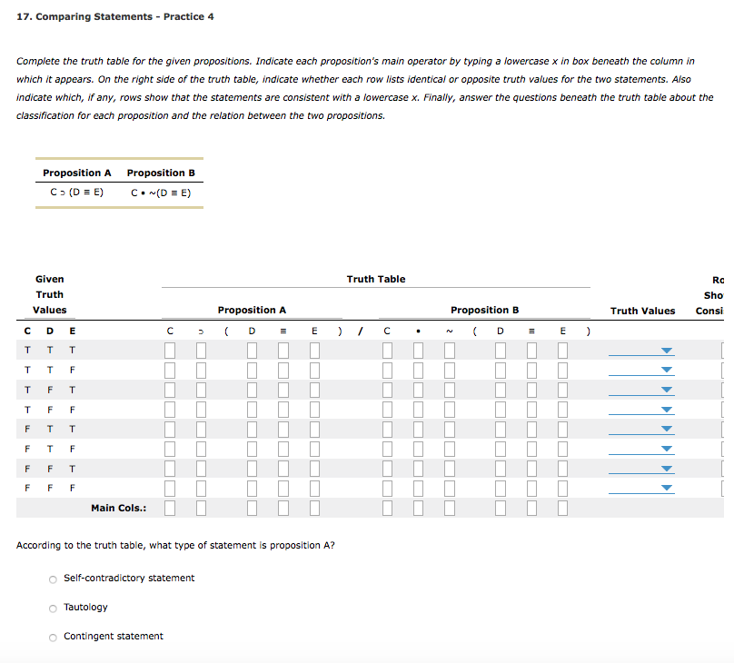 Solved 17. Comparing Statements Practice 4 Complete the | Chegg.com