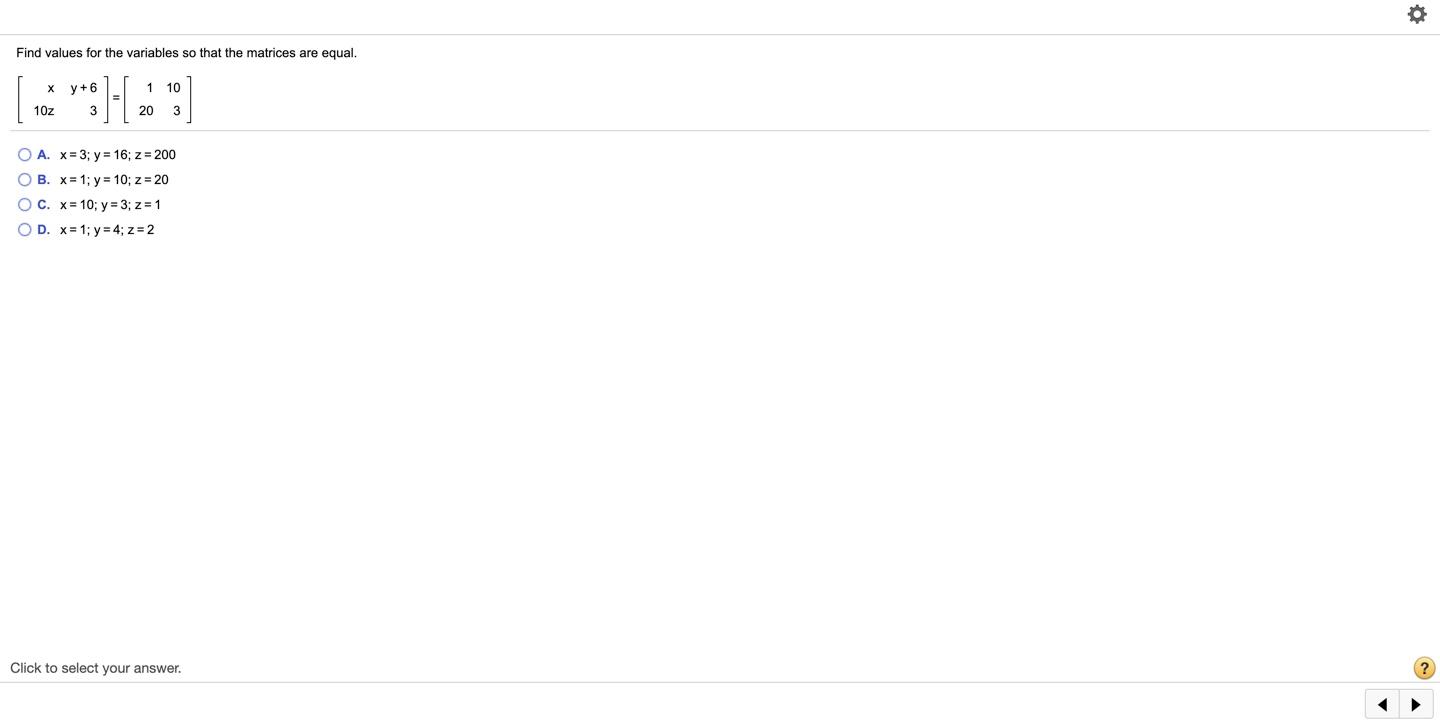 Solved Find values for the variables so that the matrices | Chegg.com