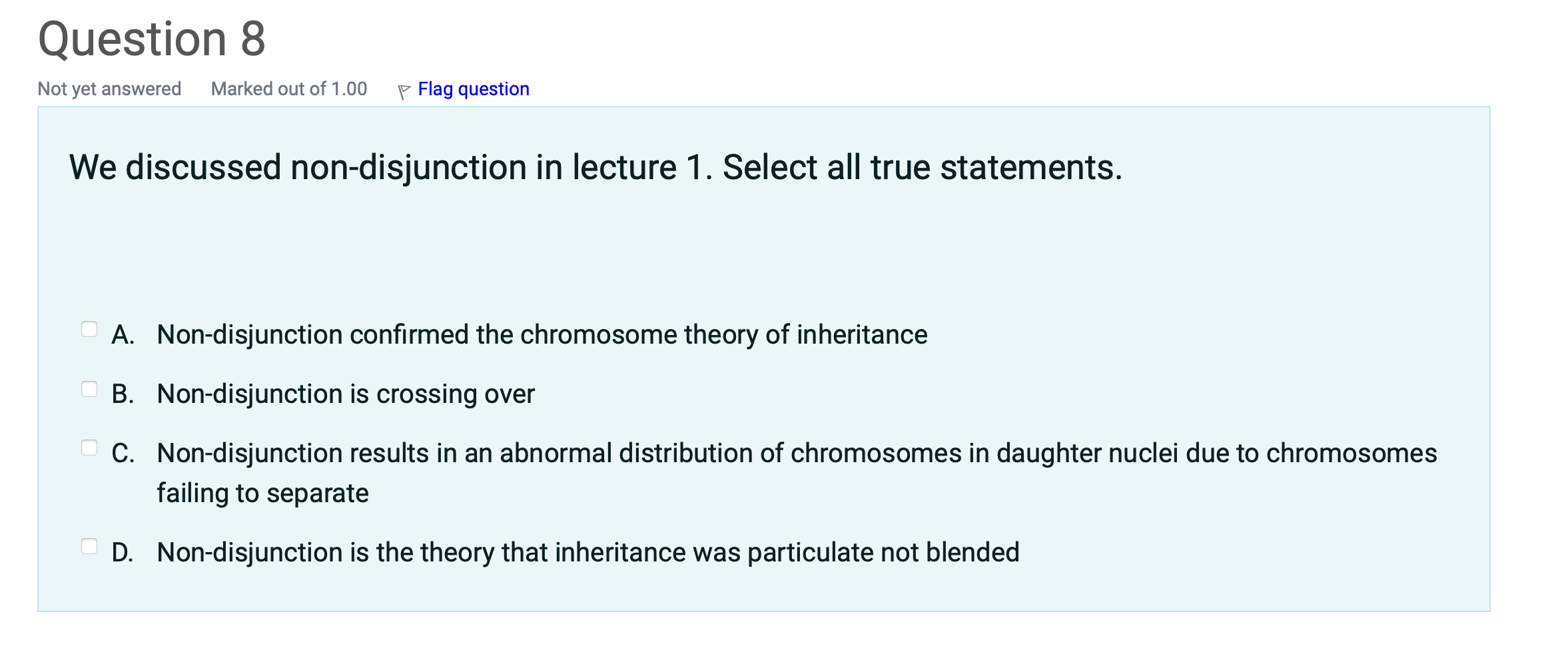 Solved We discussed non-disjunction in lecture 1 . Select | Chegg.com