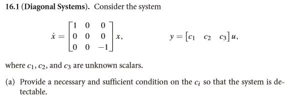 Solved 16.1 (Diagonal Systems). Consider the system 1 0 0 | Chegg.com