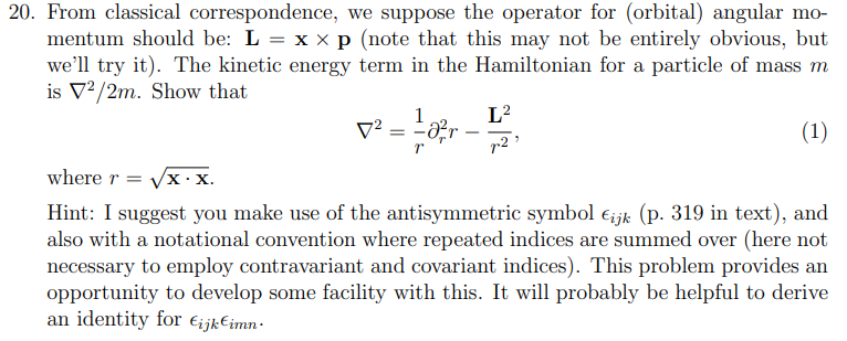 Solved 0. From classical correspondence, we suppose the | Chegg.com