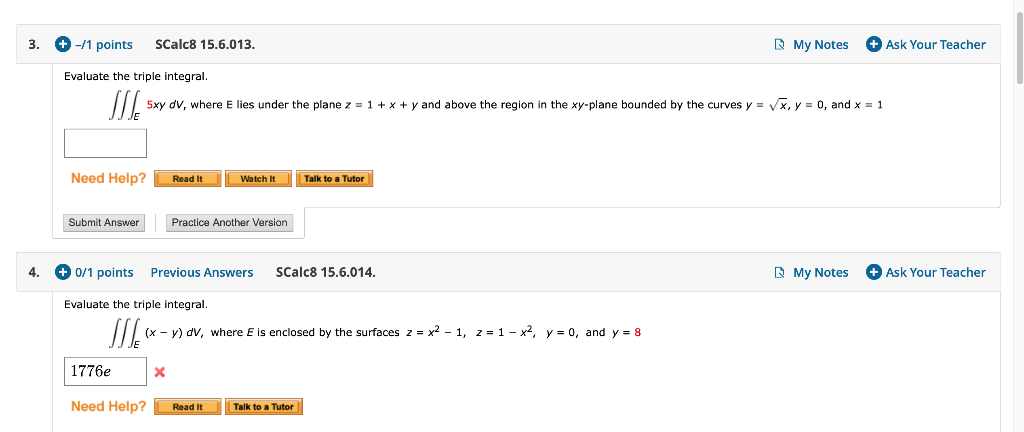 Solved 3. + -/1 points Calc8 15.6.013. My Notes Ask Your | Chegg.com