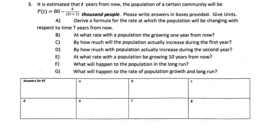 Solved It is estimated that t years from now, the population | Chegg.com