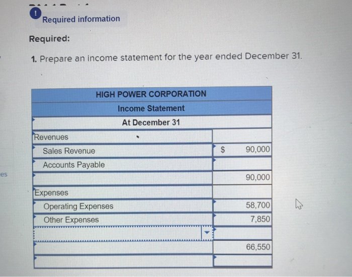 Solved Required information Preparing an Income Statement, | Chegg.com