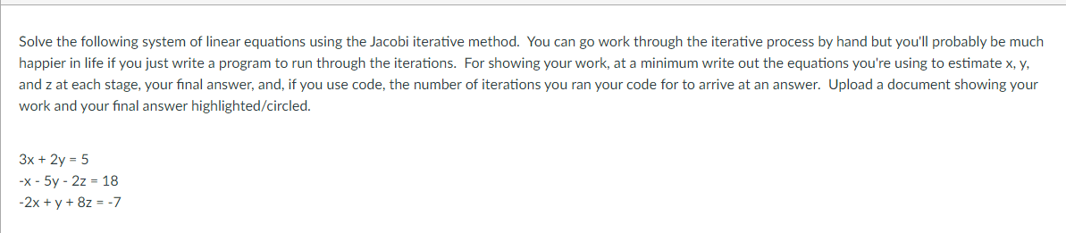 Solved Solve the following system of linear equations using | Chegg.com