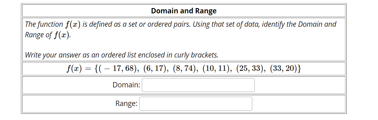 Solved Domain and Range The function f(x) is defined as a | Chegg.com