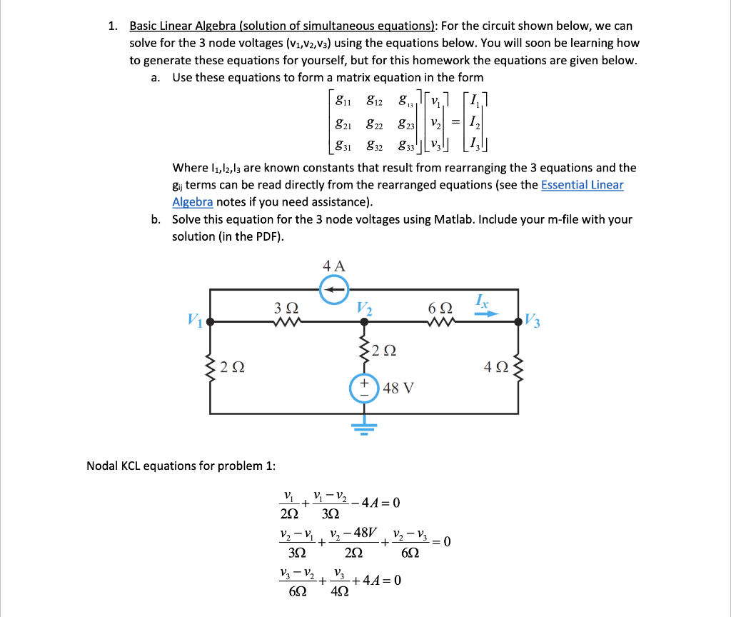 Solved 1. Basic Linear Algebra (solution of simultaneous | Chegg.com