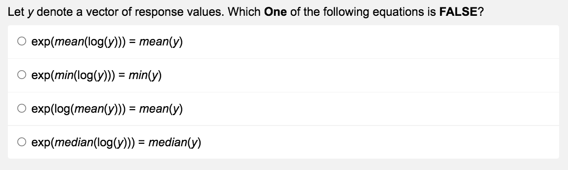Solved Let y denote a vector of response values. Which One | Chegg.com