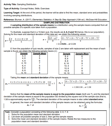 Solved Activity Title: Sampling Distribution Type of | Chegg.com