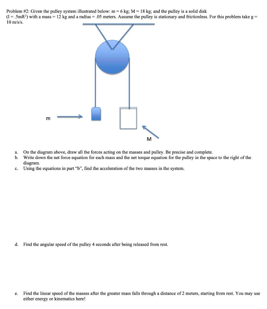 Solved Problem #2: Given the pulley system illustrated | Chegg.com