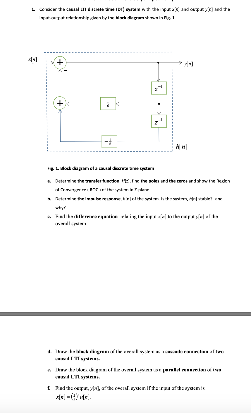 Solved 1. Consider the causal LTI discrete time (DT) system | Chegg.com