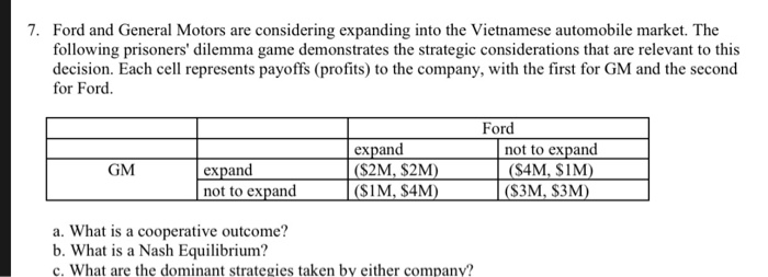 Solved 7. Ford and General Motors are considering expanding | Chegg.com