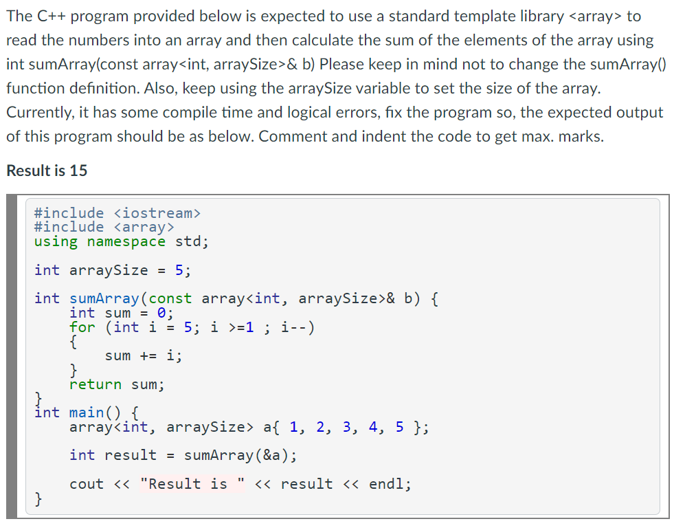 Solved The C++ program provided below is expected to use a | Chegg.com
