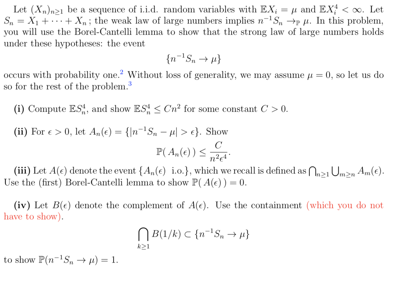 Let (Xn)n>1 be a sequence of i.i.d. random variables | Chegg.com