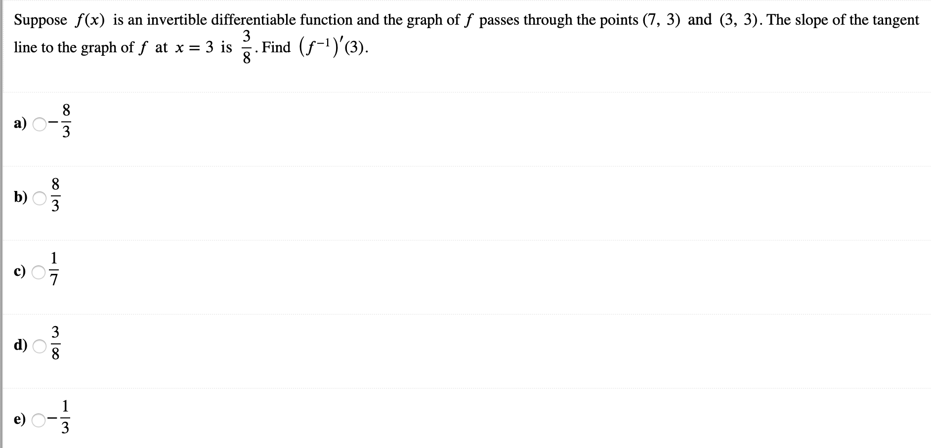 Solved Suppose f(x) is an invertible differentiable function | Chegg.com