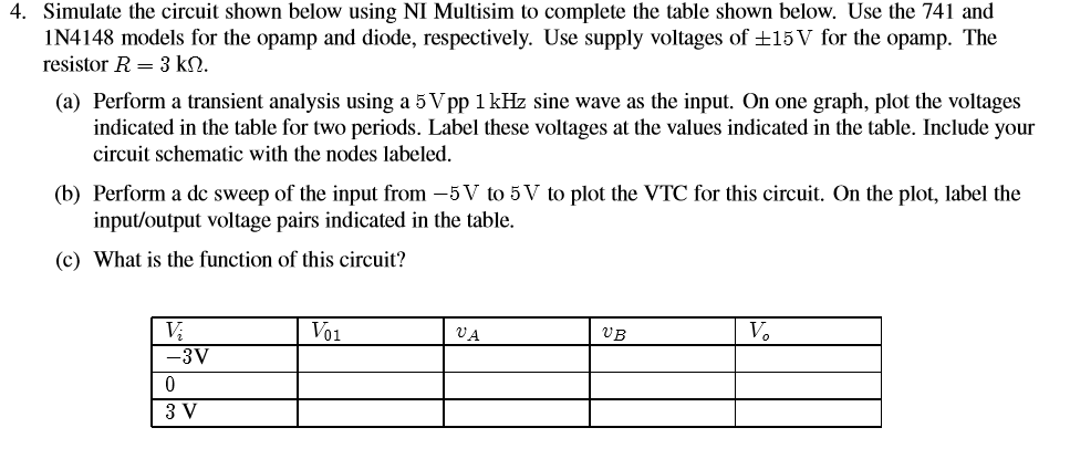 4. Simulate the circuit shown below using NI Multisim | Chegg.com
