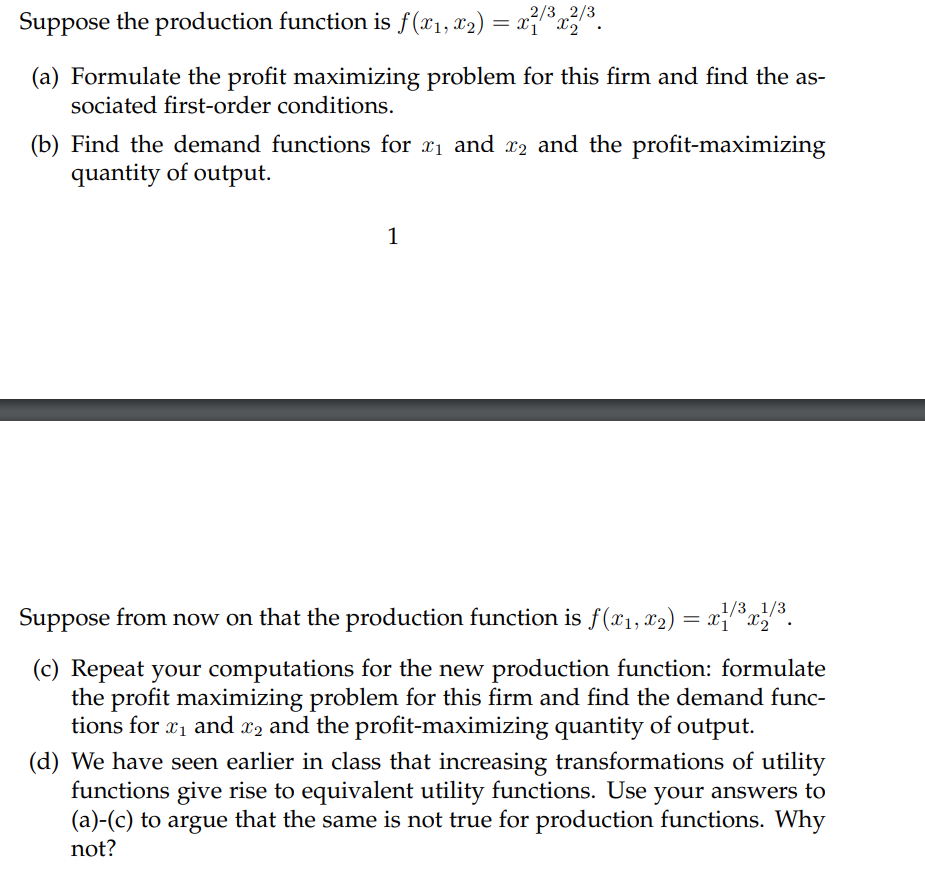 Solved Suppose the production function is | Chegg.com