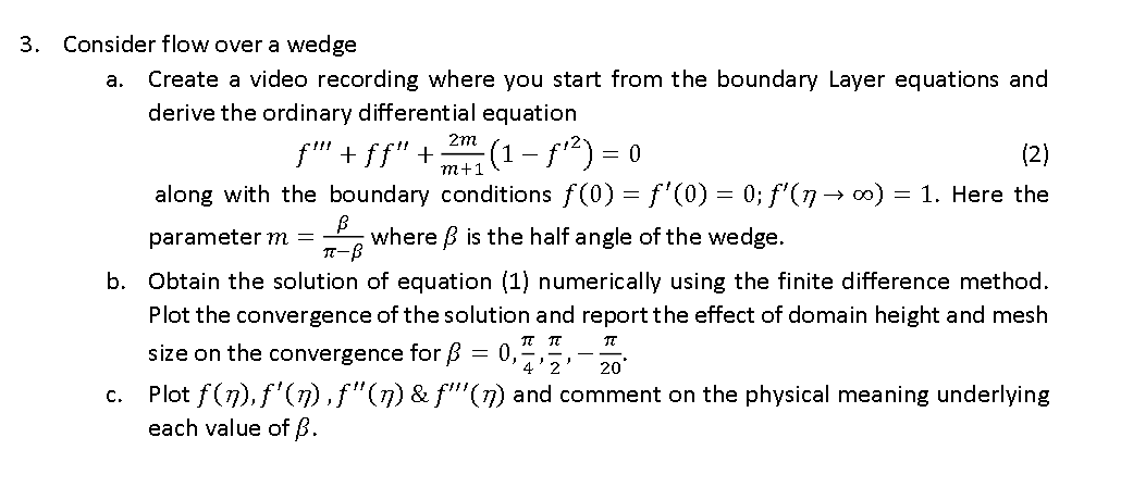 a. m+1 3. Consider flow over a wedge Create a video | Chegg.com