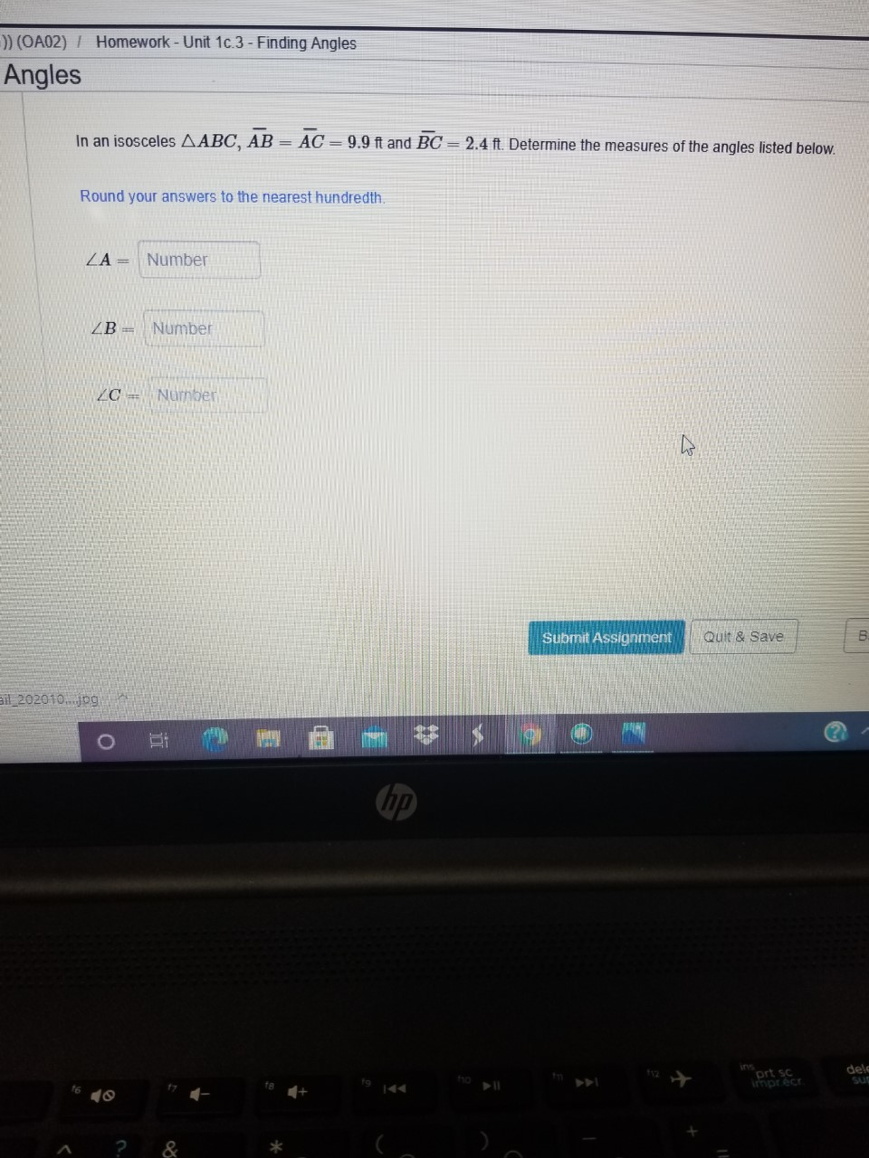 Solved :))(OA02) | Homework - Unit 10.3 - Finding Angles | Chegg.com