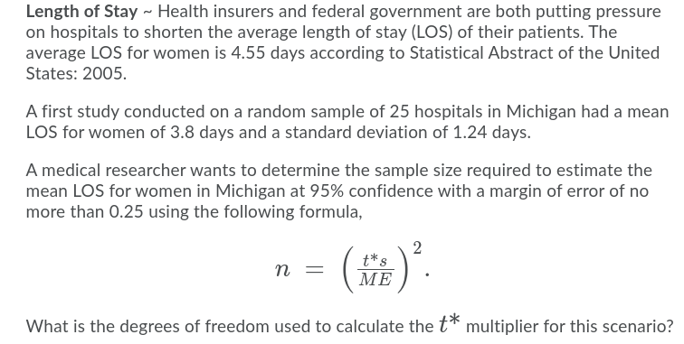 Solved Length of Stay ~ Health insurers and federal | Chegg.com