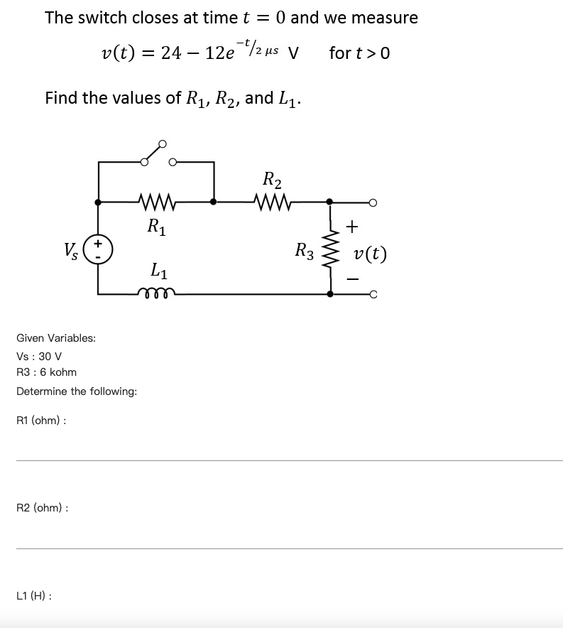 Solved The Switch Closes At Time T 0 And We Measure