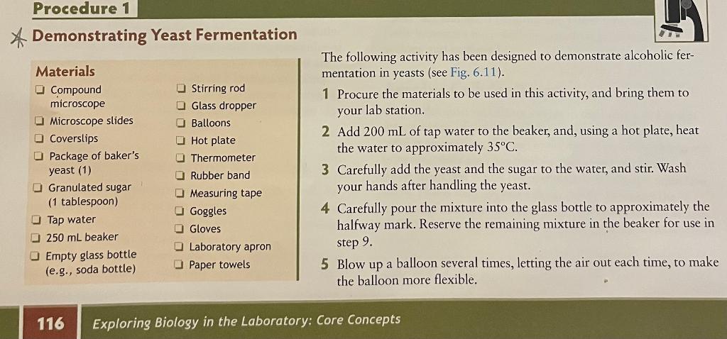 A Demonstrating Yeast Fermentation Exploring Biology | Chegg.com