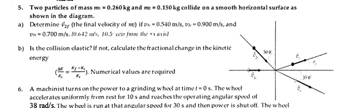 Solved Two Particles Of Mass M 1 0 260 Kg And M 2 0 150