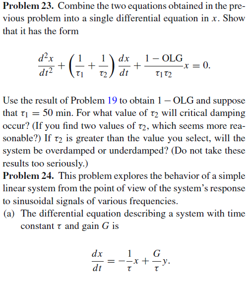 Problem 23. Combine the two equations obtained in the | Chegg.com